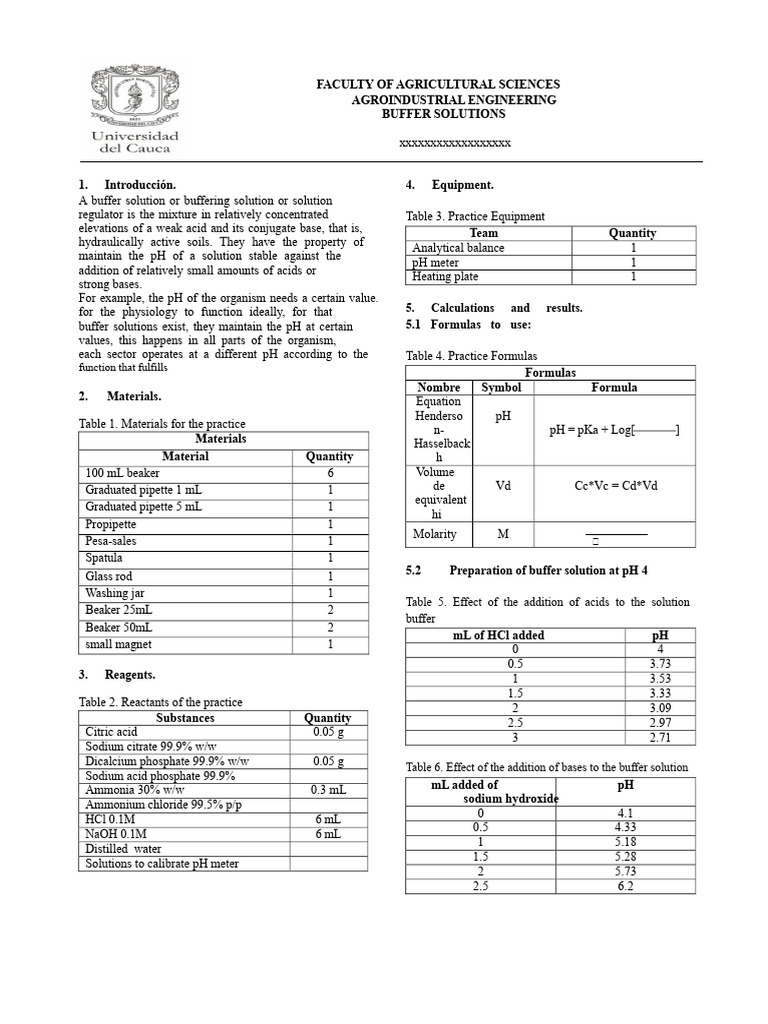 Report Solutions Buffer | PDF | Buffer Solution | Ph