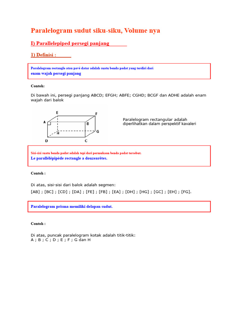 Volume Parallelepiped Persegi Panjang | PDF