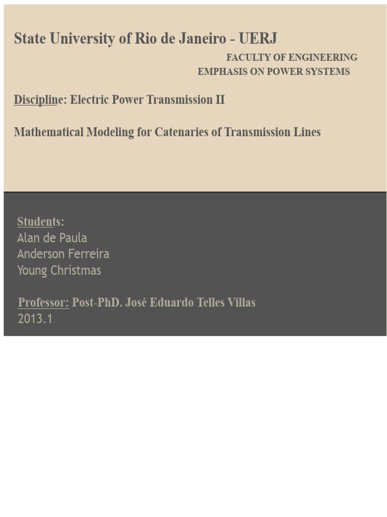 Catenary Modeling in Power Transmission | PDF | Force | Electrical ...