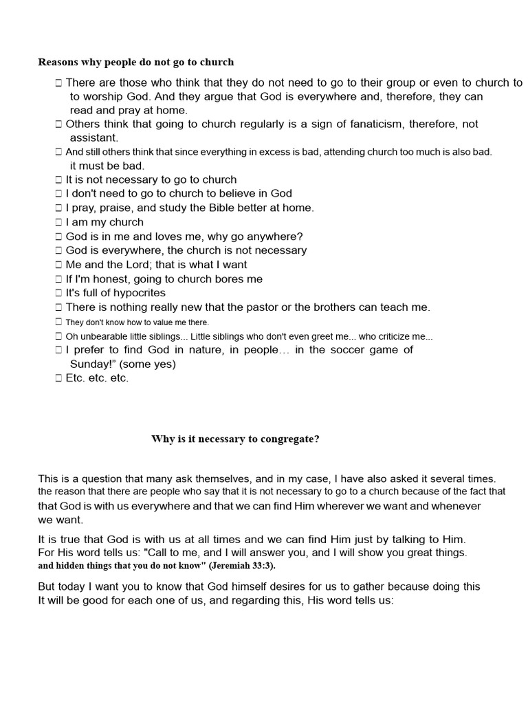 Why It Is Necessary To Congregate in A Church | PDF | Jesus | God