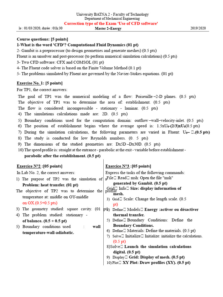 Exam Correction Cfd-In-M2-01032020 | PDF | Computational Fluid Dynamics ...