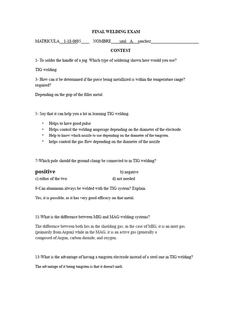 Final Welding Exam | PDF
