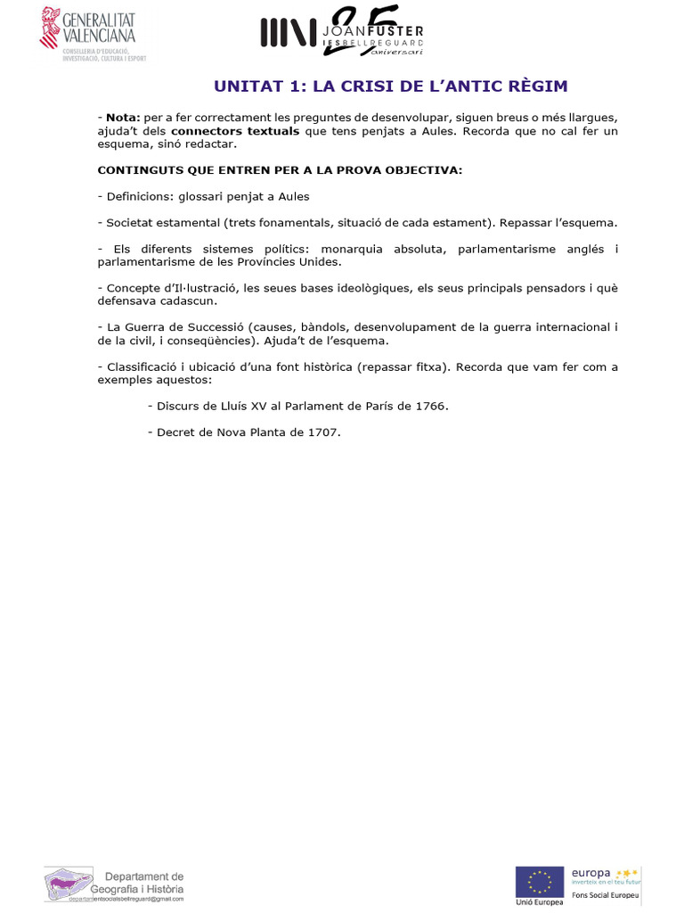 Continguts Examen t1 2024 | PDF