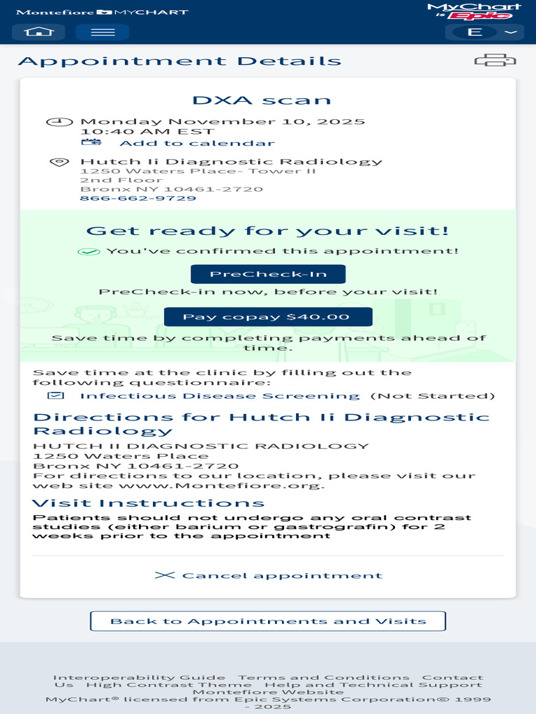MyChart - Appointment Details | PDF