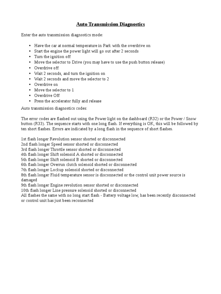 Auto Transmission Diagnostics Guide | PDF