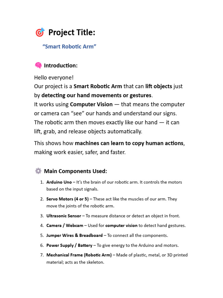 ROBOTIC ARM | PDF | Arduino | Computer Vision