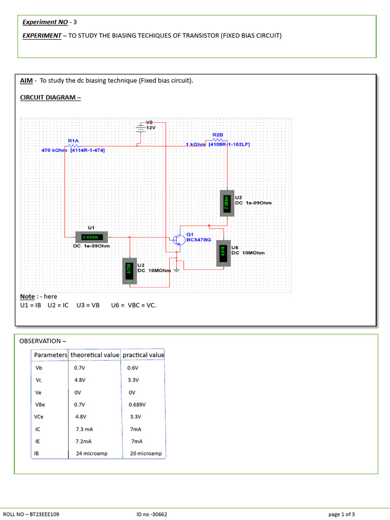 Exp 3 Edc Lab_merged | PDF | Electrical Network | Transistor
