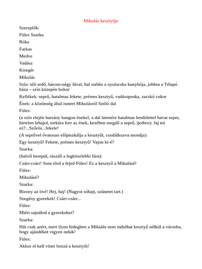 Mikulás kesztyűje | PDF