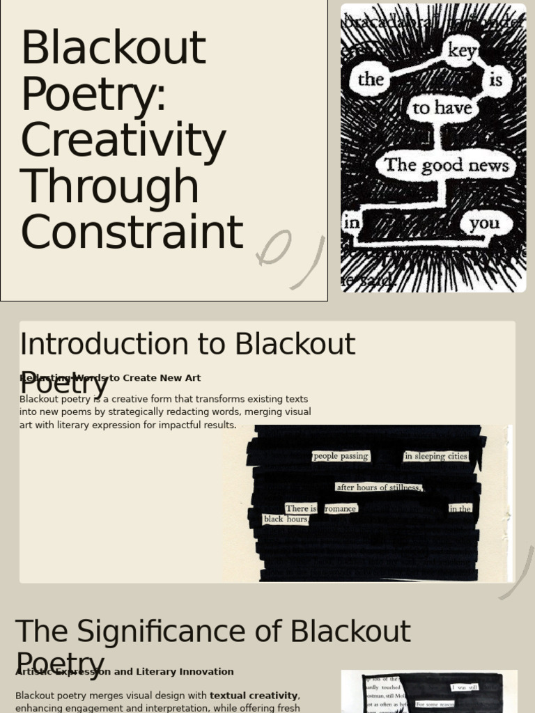 Presentation - Blackout Poetry Creativity Through Constraint | PDF