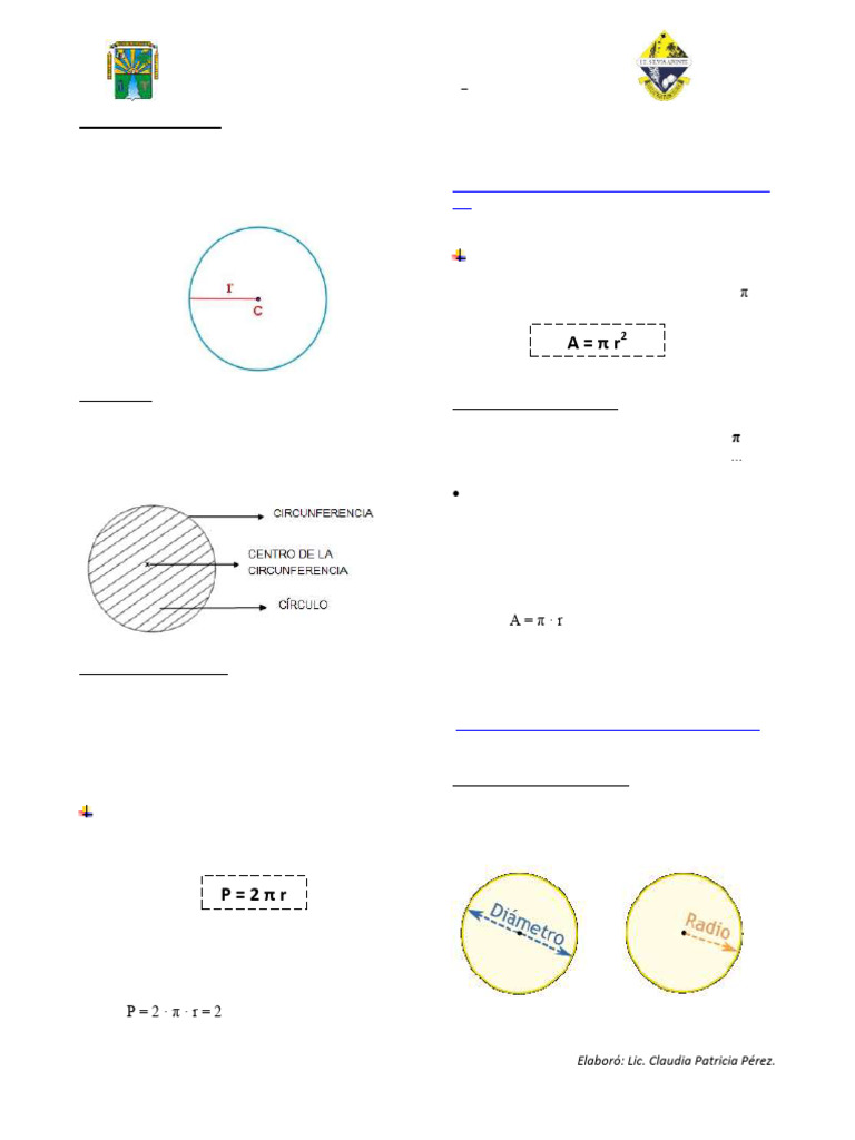 Taller Circunferencia y Círculo 6° | PDF | Pi | Circulo