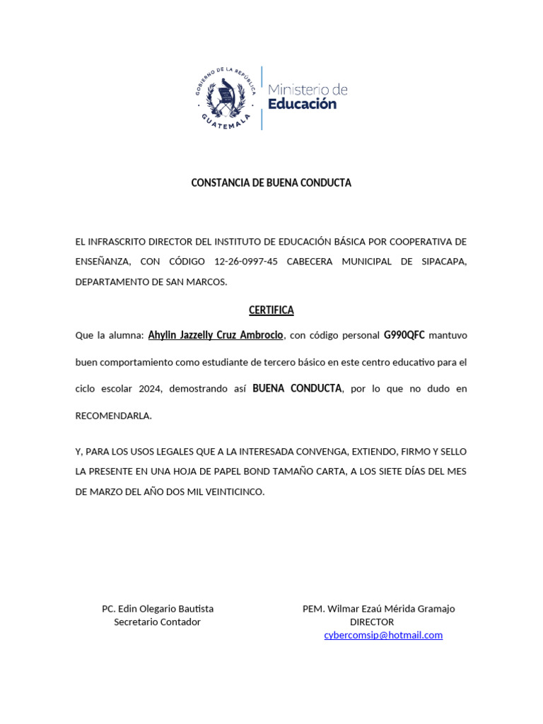 Buena Conducta Cony | PDF