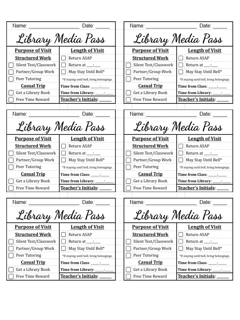 Library Media Center Passes | PDF