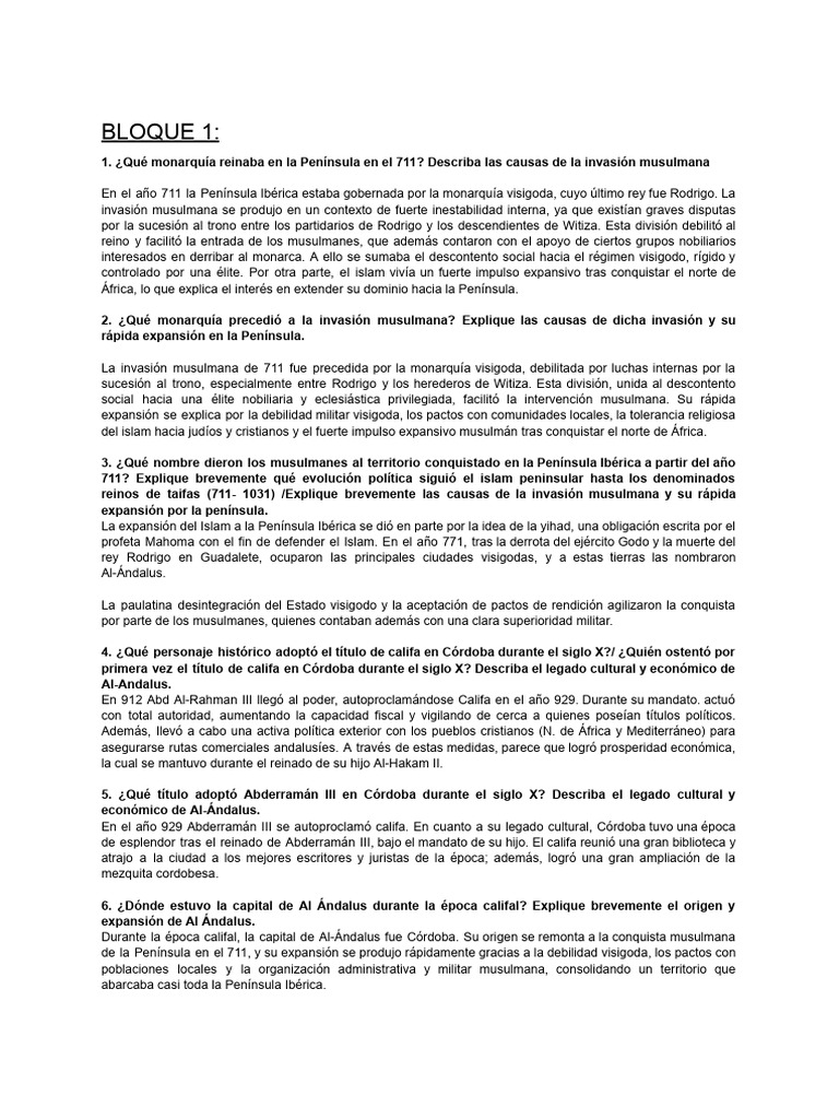 Copia de Preguntas Historia de España | PDF | Imperio español | Al Andalus