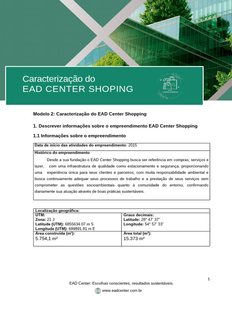 Atividade 2 - UC01 Modelo Caracterizacao | PDF | Desperdício | Setor terciário da economia
