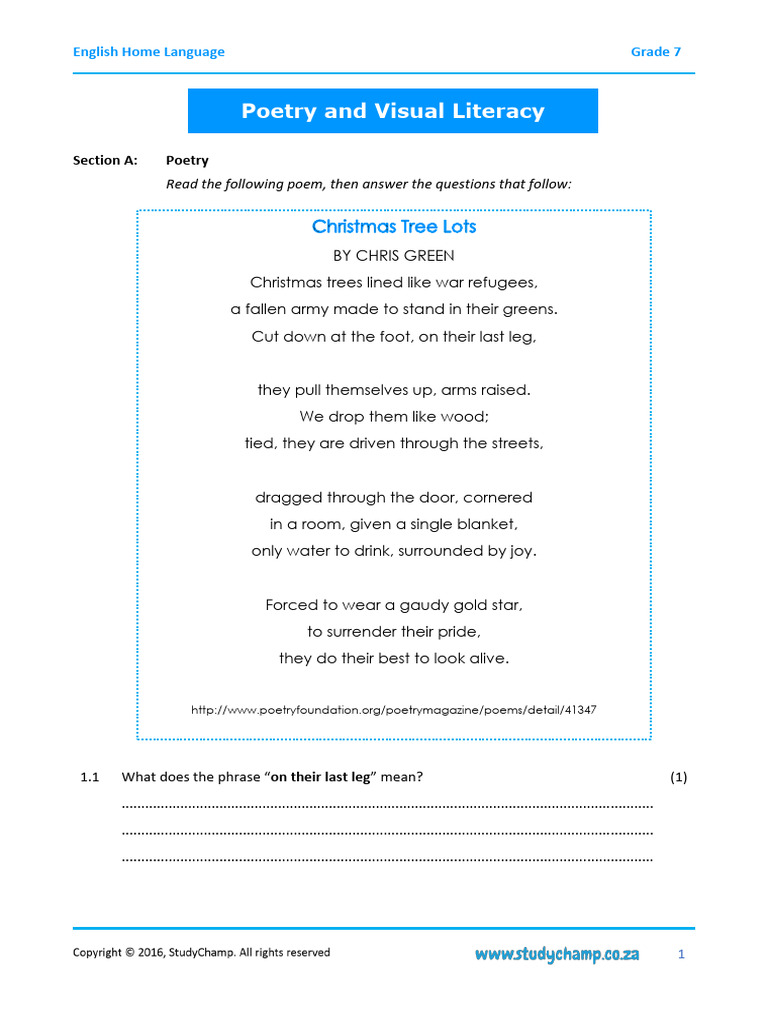 Grade 7 Poetry and Visual Literacy Guide | PDF | Poetry | Metaphor