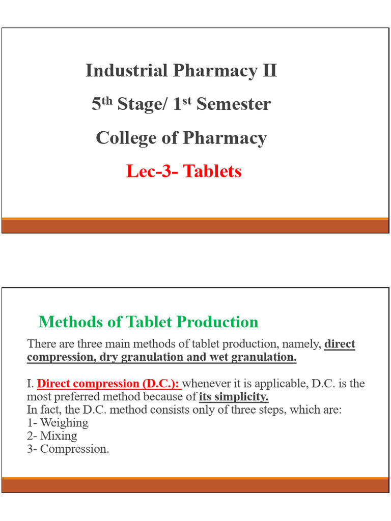 Tablet2 Lec 3 | PDF | Tablet (Pharmacy) | Industrial Processes