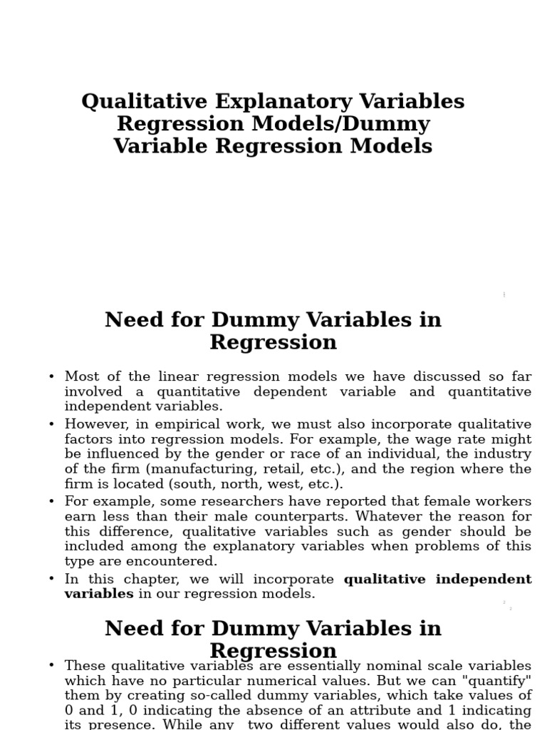 Topic 20 - Dummy Variables | PDF | Multicollinearity | Dependent And Independent Variables