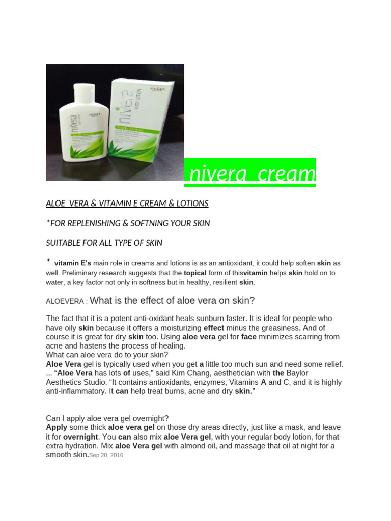 Nivera Cream | PDF | Topical Medication | Pimple