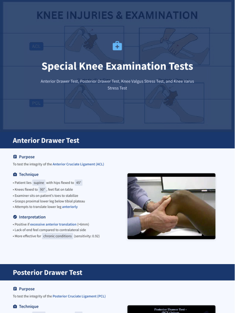 Special Knee Examination Tests Pdf Knee Musculoskeletal System