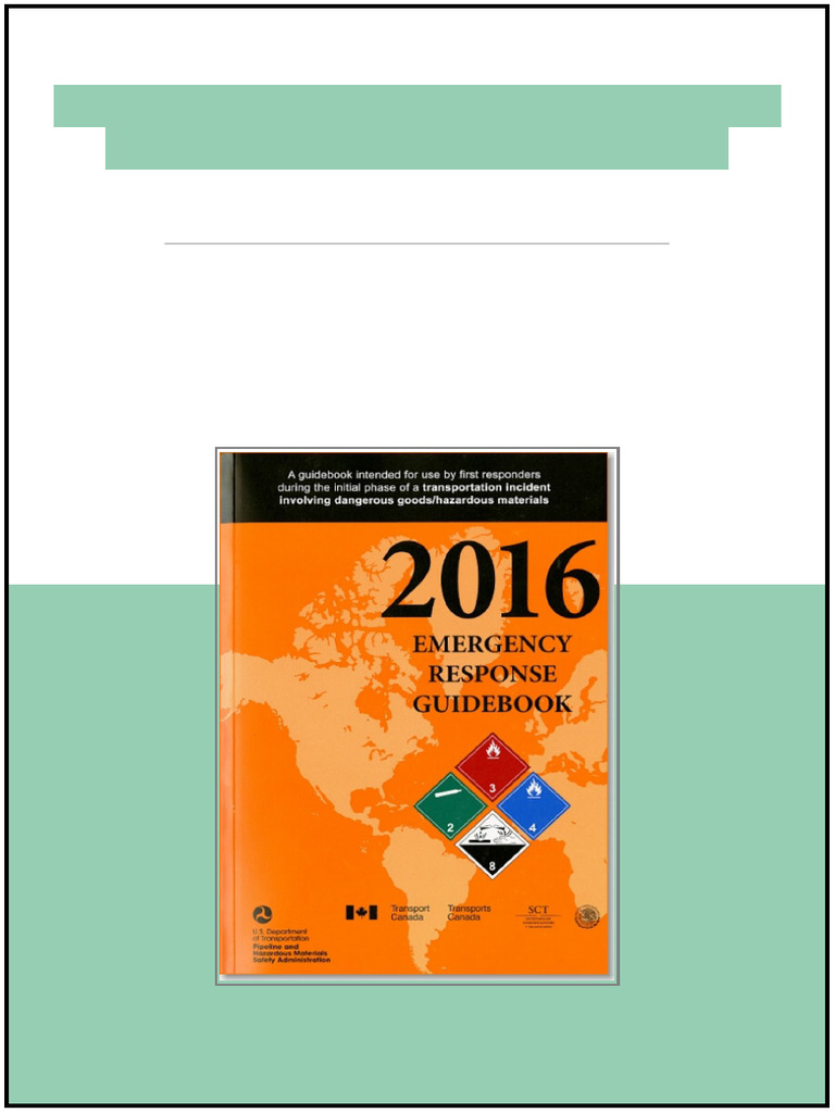 Emergency Response Guidebook 2016 2016th Edition Transport Canada Available All Format | PDF ...