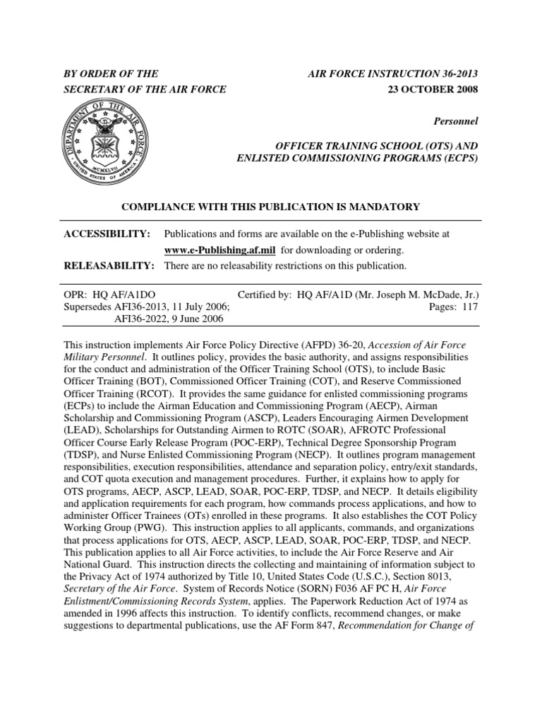 Afi36 2013 | PDF | United States Air Force | Officer (Armed Forces)