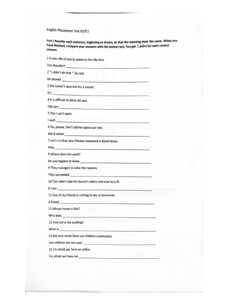 English Placement Test B2C1 | PDF