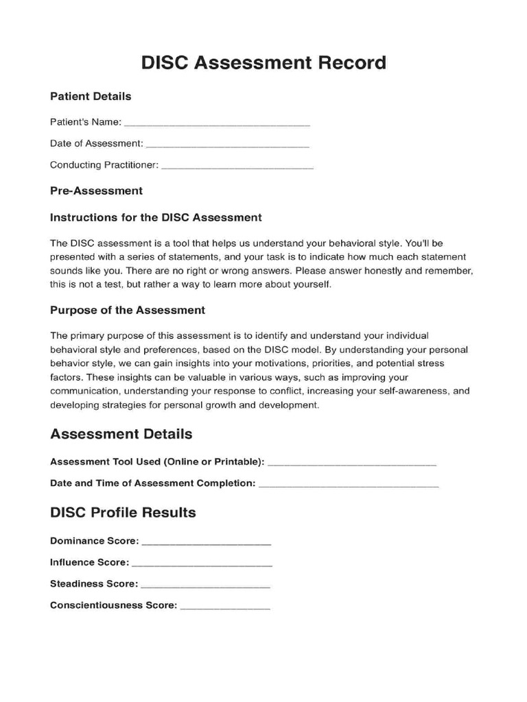 Disc Personality Test Printable PDF 29 | PDF