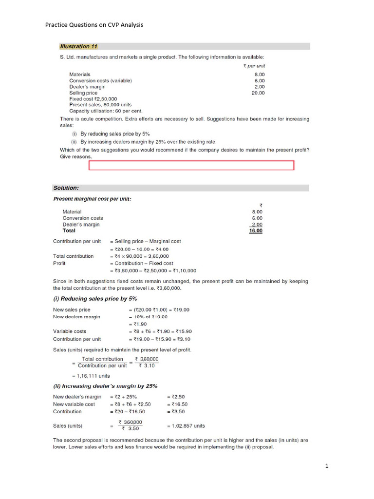 CVP Analysis- Exercise | PDF