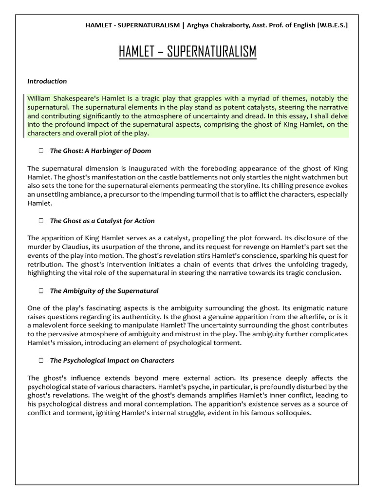 Hamlet – Supernaturalism | PDF | Hamlet | Ghosts