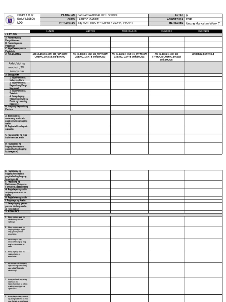 Dll Esp 9 q1-Week 7 | PDF