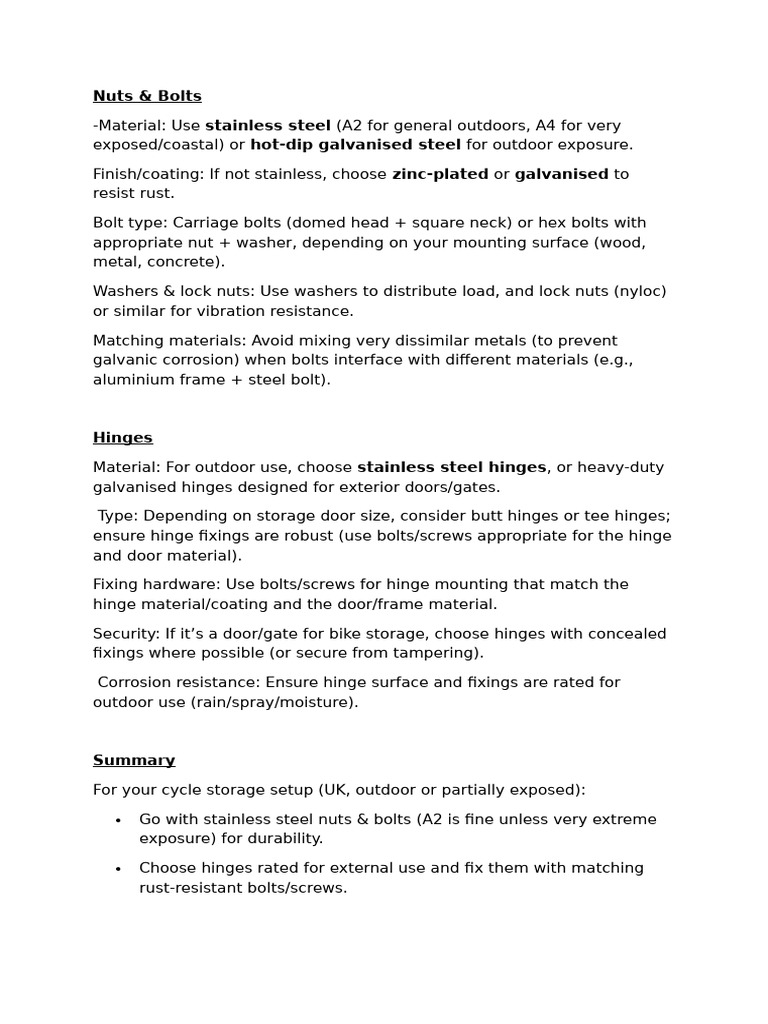 Hinges Nuts Bolts | PDF