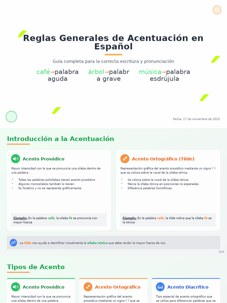 Reglas Generales de Acentuación en Español | PDF | Fonética | Lingüística