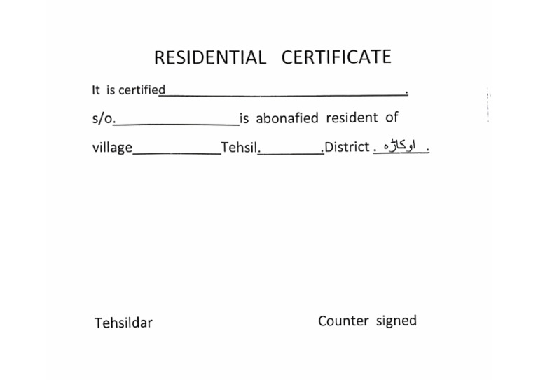 Residential Certificate | PDF