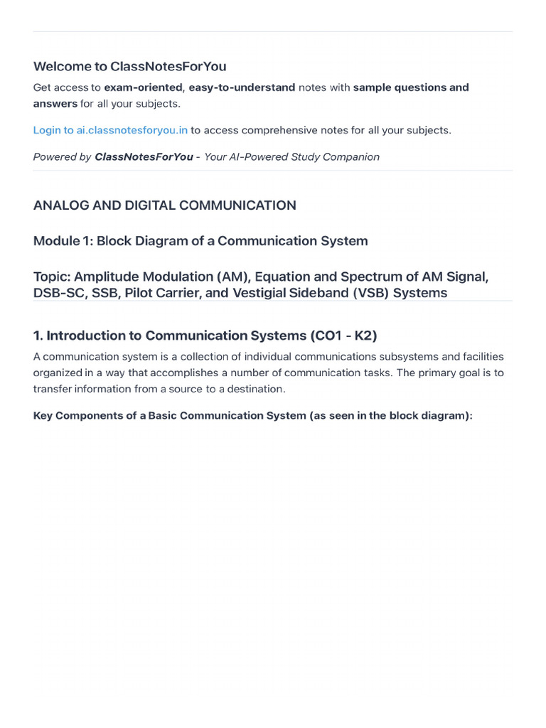 Amplitude Modulation, Equation and Spectrum of AM Signal, DSB-SC, SSB ...