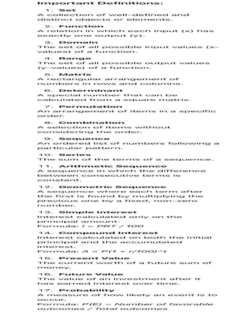 1st Year Business Math | PDF