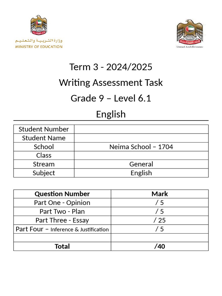 GR 9 Gen Writing Assessment | PDF | Natural Events | Natural Disasters