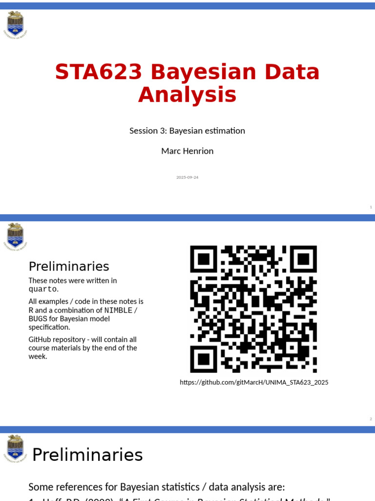 Chanco STA623 BDA 2025 Henrion Session3 | PDF | Bayesian Inference ...