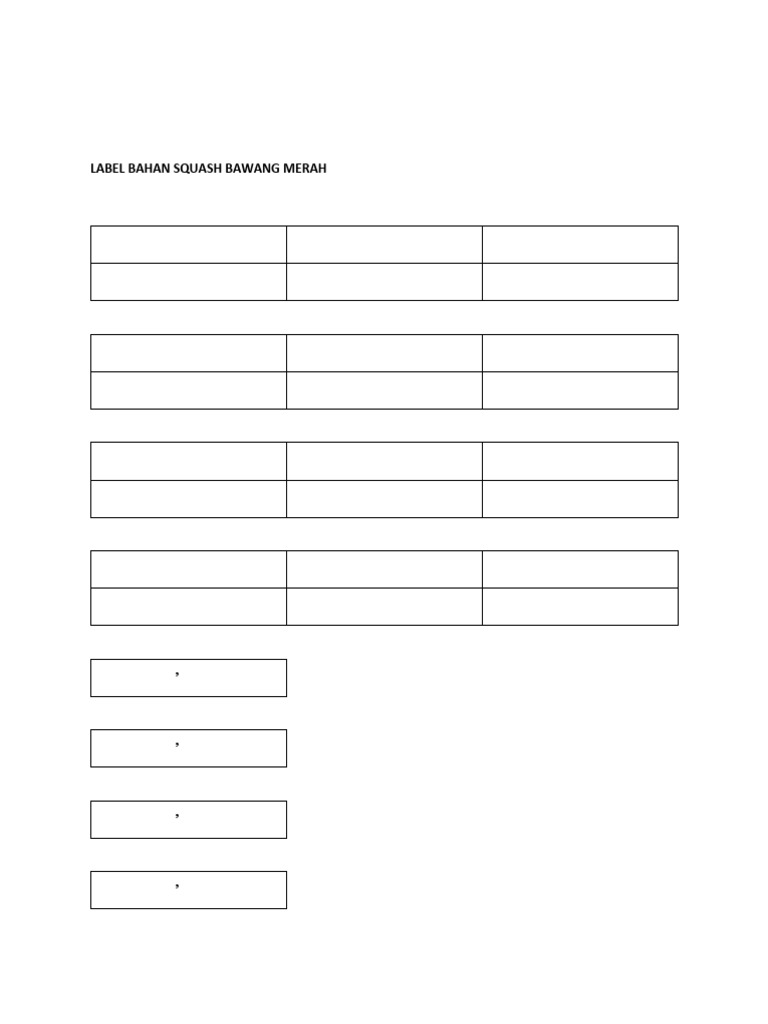 Label Squash Bawang (Bahan) | PDF
