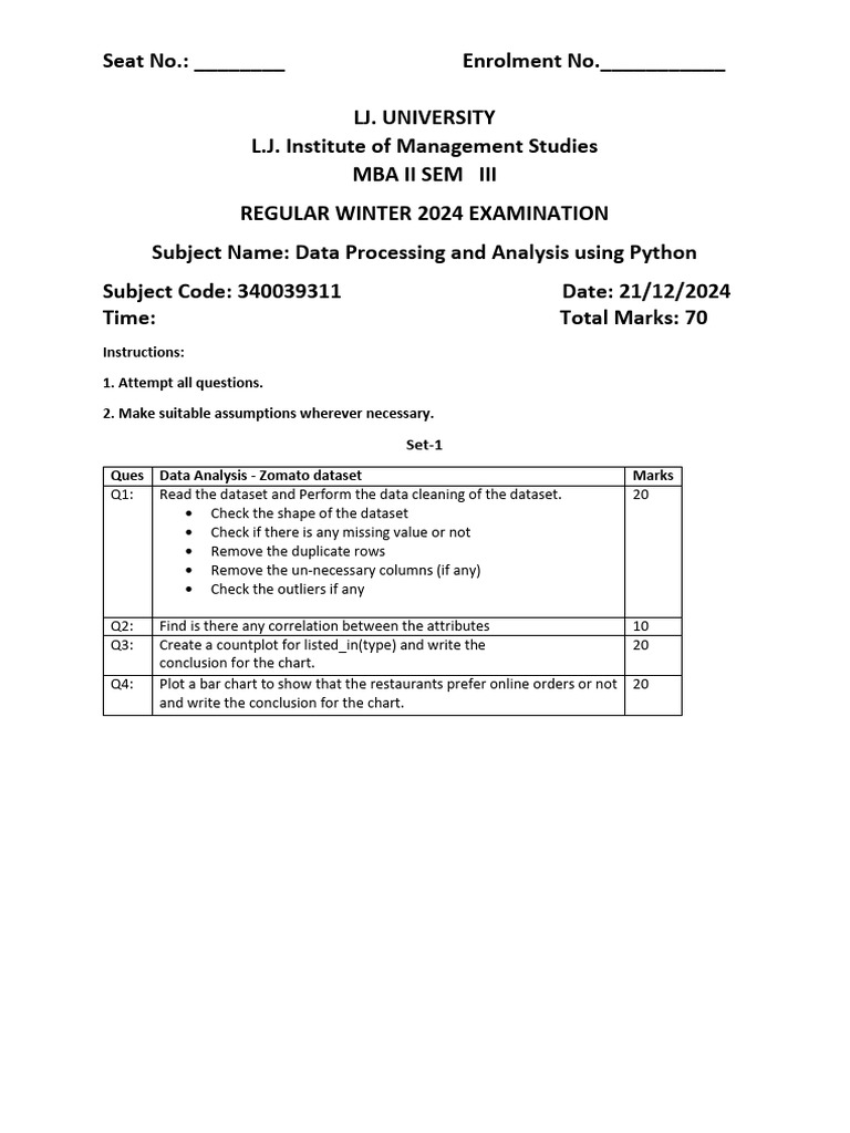 Data Processing and Analysis Using Python (DPA) 21-12-24 | PDF | Data ...