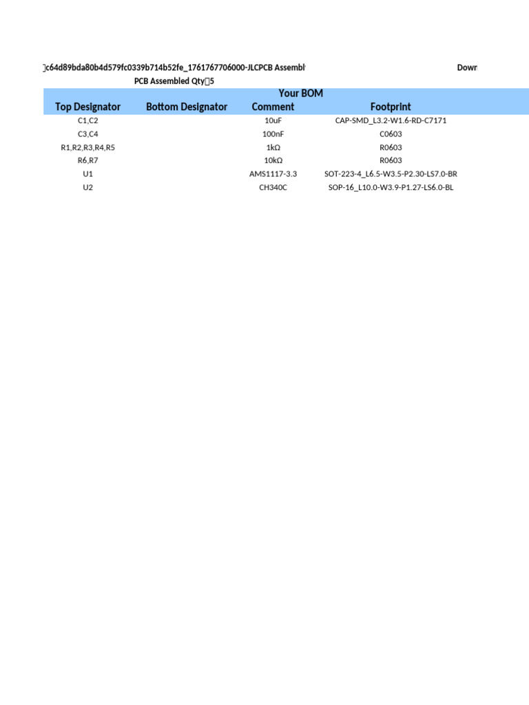 BOM Board1 PCB1 2025-09-29-JLCPCB Assembly Order | PDF | Resistor ...