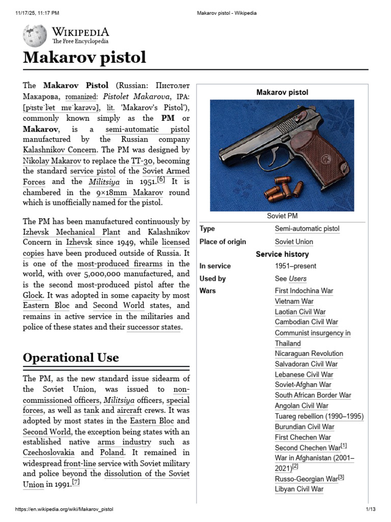 Makarov Pistol - Wikipedia | PDF | Trigger (Firearms) | Firearm Components