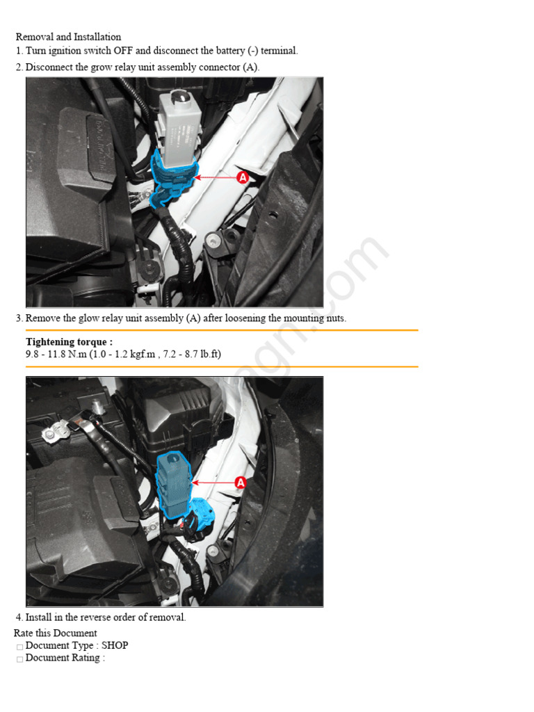 Engine Electrical System Preheating System Glow Relay Unit Assembly ...