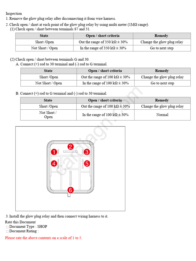 Engine Electrical System Preheating System Glow Relay Unit Assembly ...