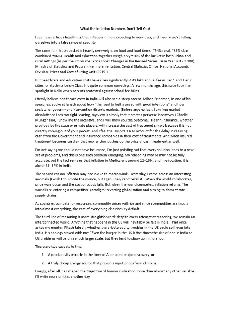 Understanding India's Hidden Inflation Risks | PDF | Cost Of Living ...