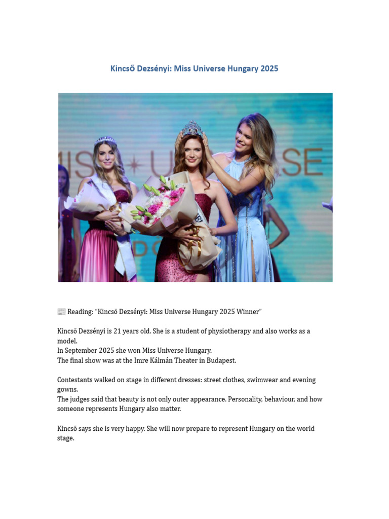 Miss Universe Hungary 2025 Task Sheet-1 | PDF