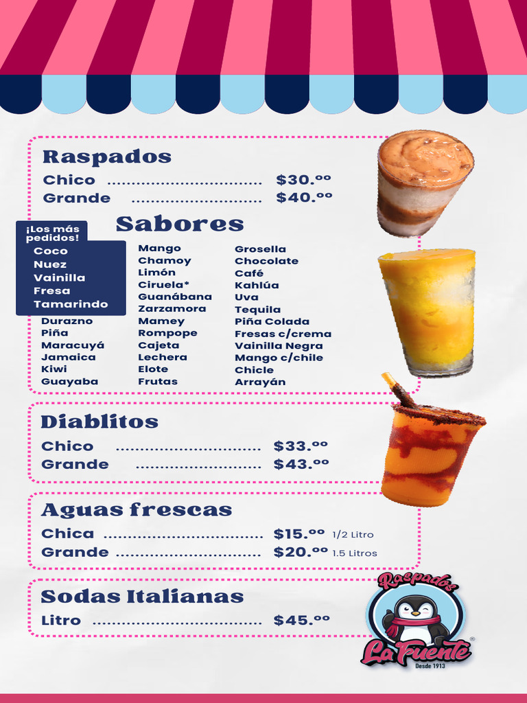 Menú Raspados La Fuente | PDF