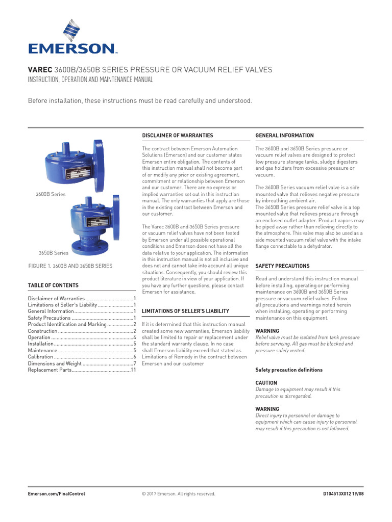 VAREC 3600B/3650B Valve Manual | PDF | Valve | Pallet