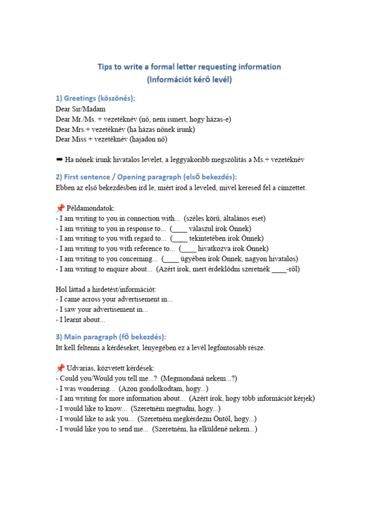 Formal Letter Tips 1 Pdf