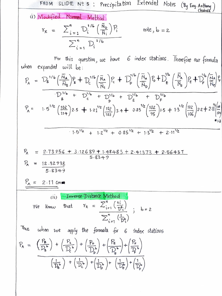 Inverse Distance Method for Precipitation | PDF