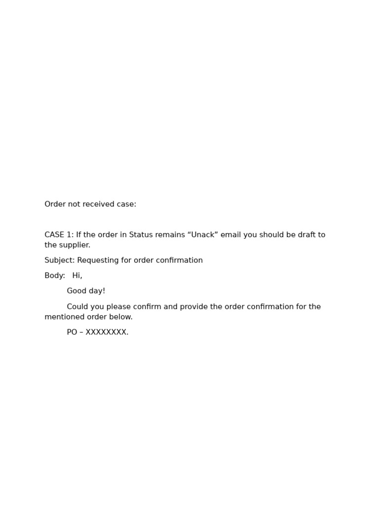 Order Not Received Case | PDF